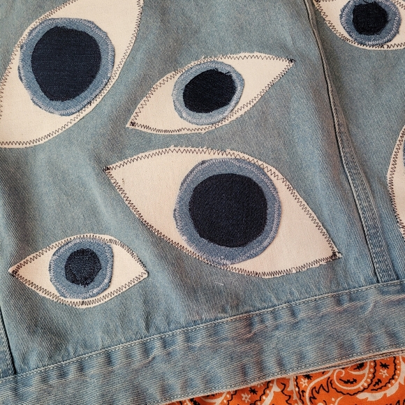 wild fable | Jackets & Coats | Upcycled Color Block Evil Eye Jacket ...